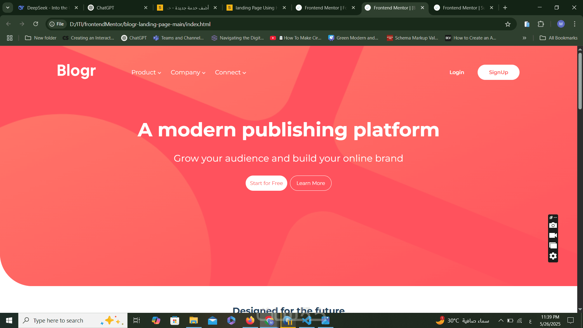 صفحة هبوط landing Page Using Html, CSS, Bootstrap, JS - خمسات