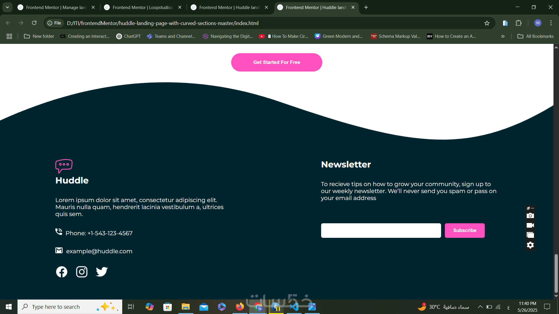 صفحة هبوط landing Page Using Html, CSS, Bootstrap, JS - خمسات