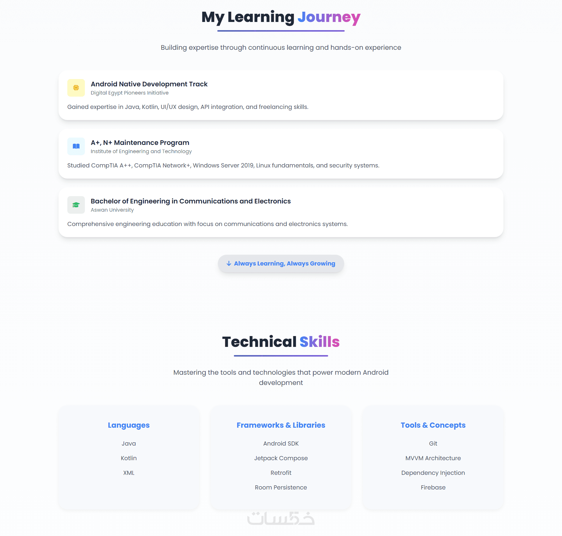 تصميم موقع بورتفوليو احترافي Bootstrap, HTML, CSS, JS - خمسات