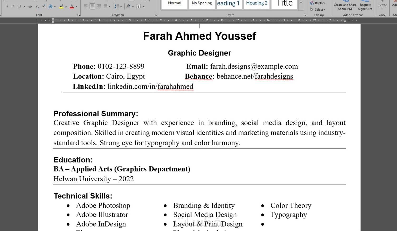 تصميم Resume, CV موافق للـ ATS، وتحسين فرصك للوصول للمقابلات - خمسات