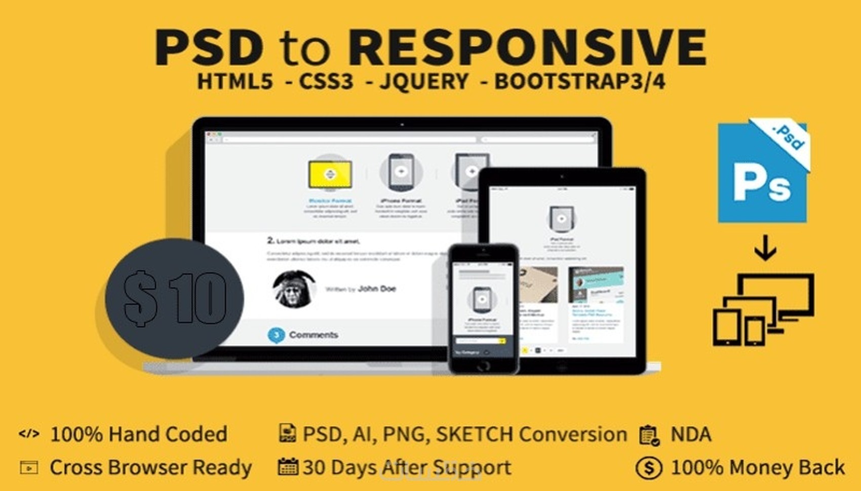 تحويل اى PSD الى HTML5,CSS3 (صفحتين ب5$فقط) - خمسات