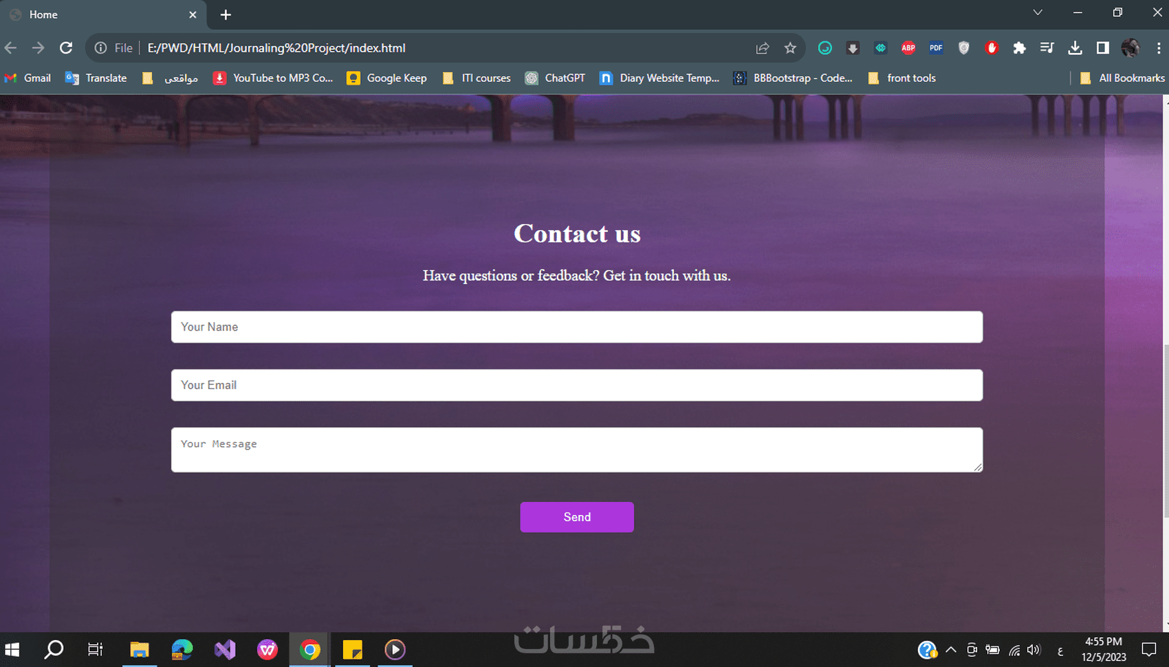 تصميم موقع احترافي باستخدام Html و Css خمسات
