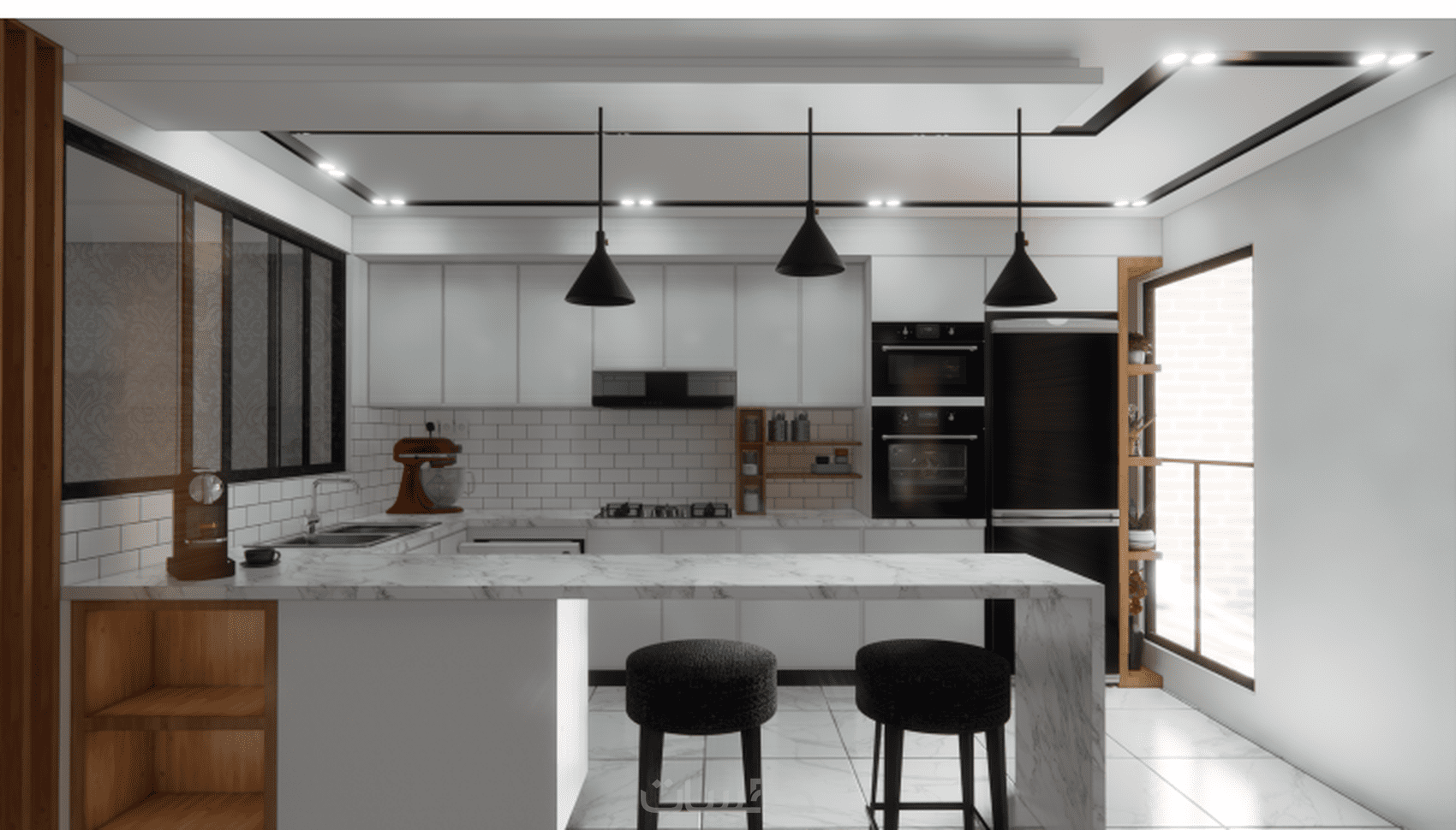 تصميم المطابخ بطريقة عصرية راقية 3d Kitchen Design خمسات