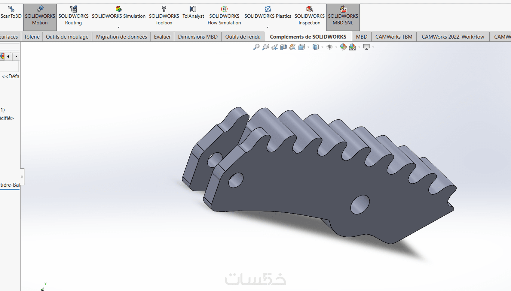 تصميم جزء1 ميكانيكي ثلاثي الأبعاد من رسم على Solidworks خمسات