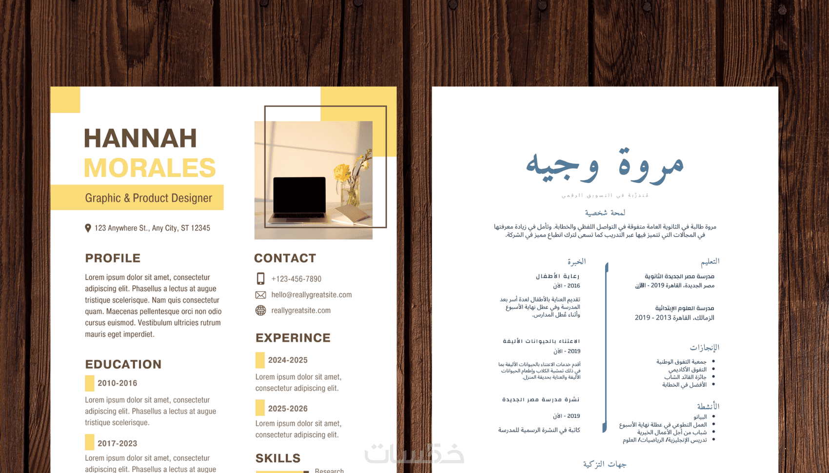 تصميم سيرة ذاتية ( باللغتين ) cv احترافية وجذابة - خمسات