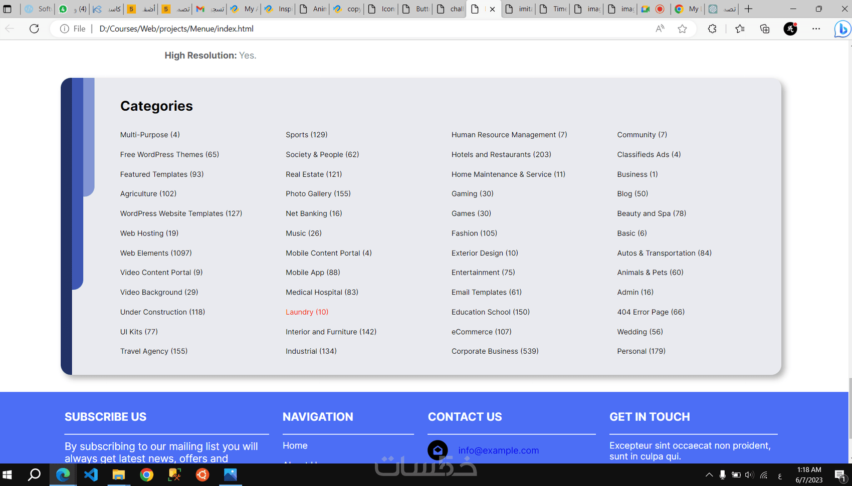 تصميم واجهه الموقع الاماميه html5, css3, bootstrap, tailwind - خمسات