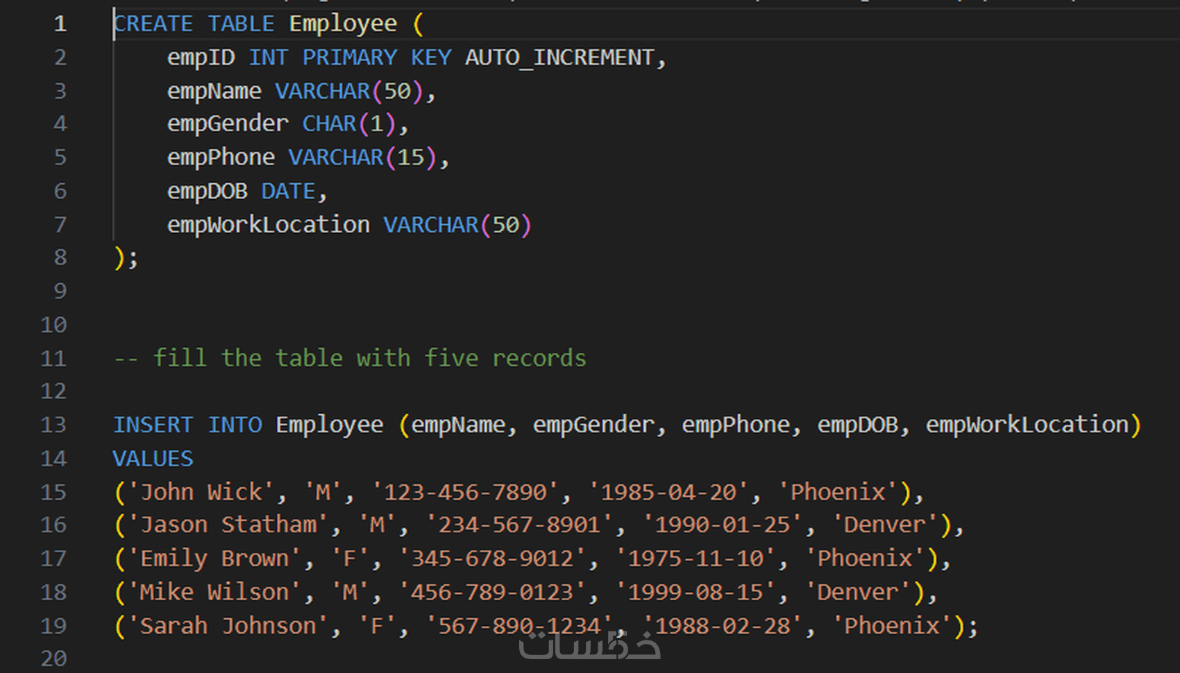 تصميم وإنشاء وإدارة قواعد البيانات SQL - خمسات