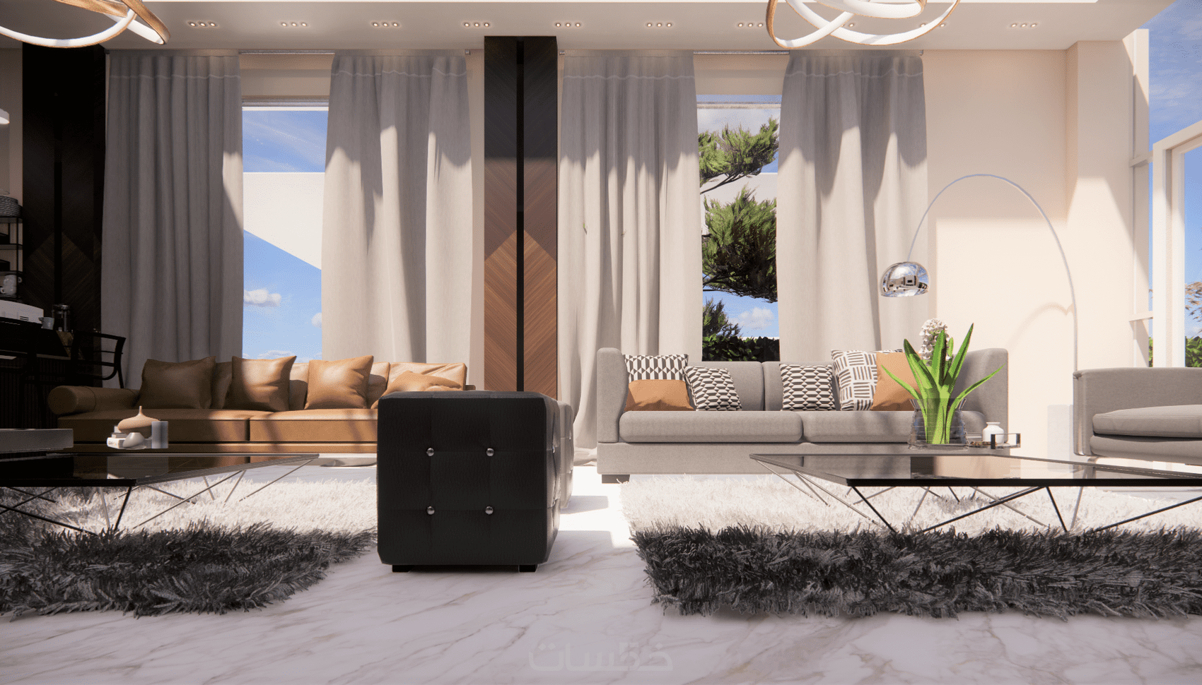 تصميم داخلي صورة 3D و مرفق معها 5 مناظير للتنفيذ - خمسات