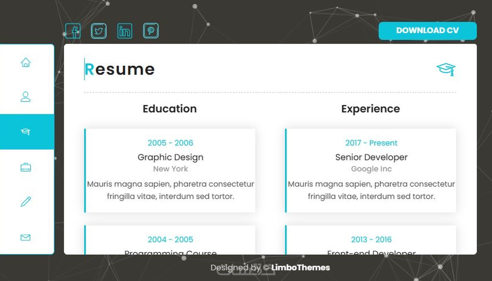 نسخة من website template عبارة عن cv \ resume - خمسات