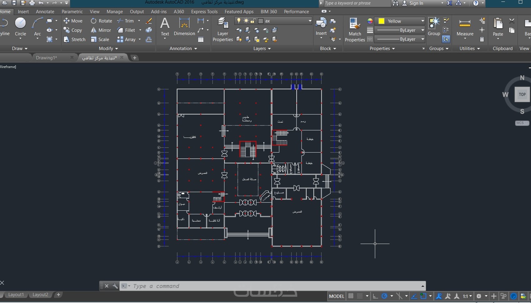 رسم المخططات المعمارية باستخدام الautocad خمسات
