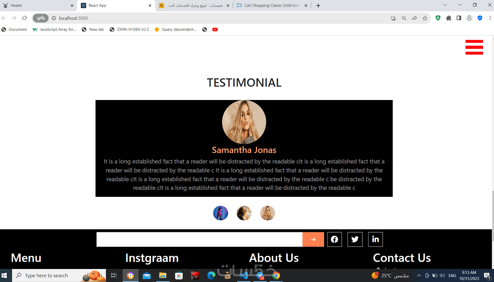 برمجه الواجهه الاماميه باستخدام html css bootstrab js react - خمسات