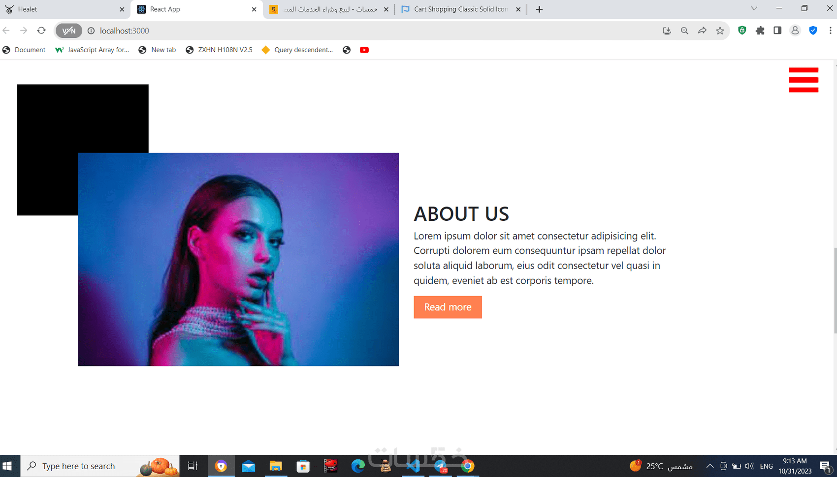 برمجه الواجهه الاماميه باستخدام html css bootstrab js react - خمسات
