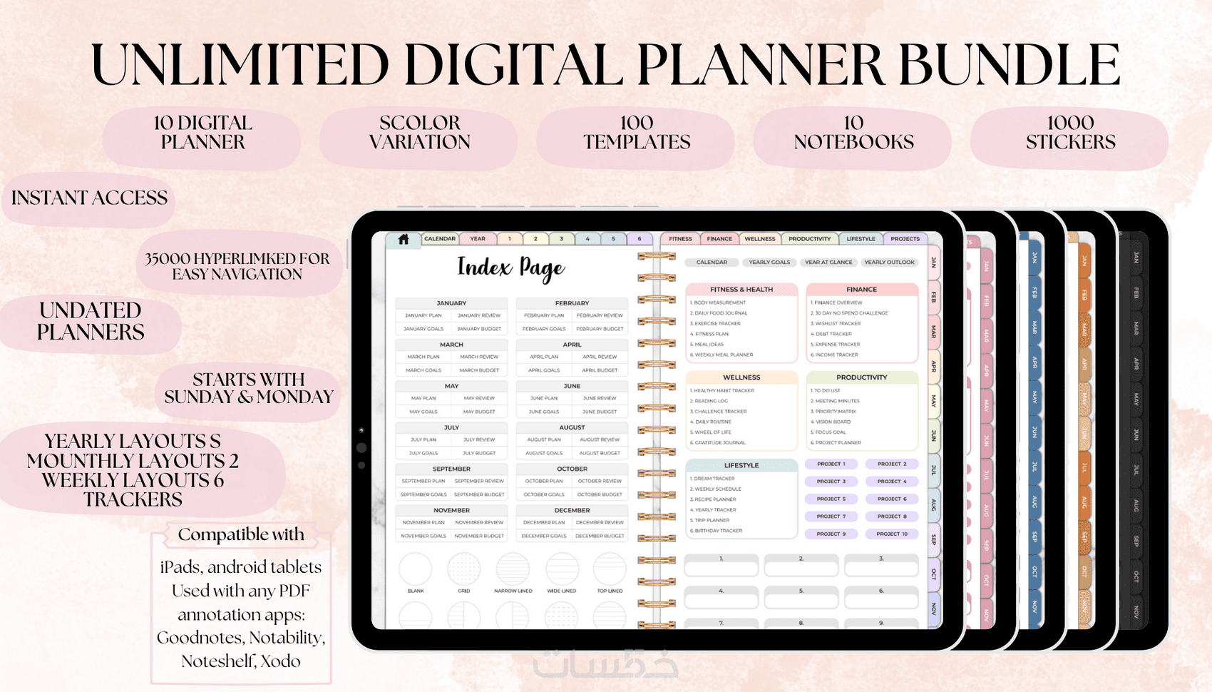 مخطط لتنظيم الوقت على شكل ملف PDF يمكن التعديل عليه - خمسات