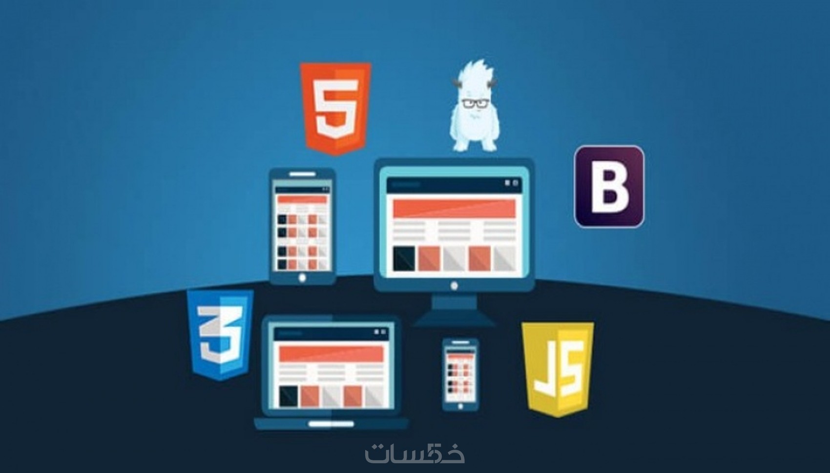 تحويل ملف PSD ال html5 , css3,bootstrap,JavaScript ,jQuery - خمسات